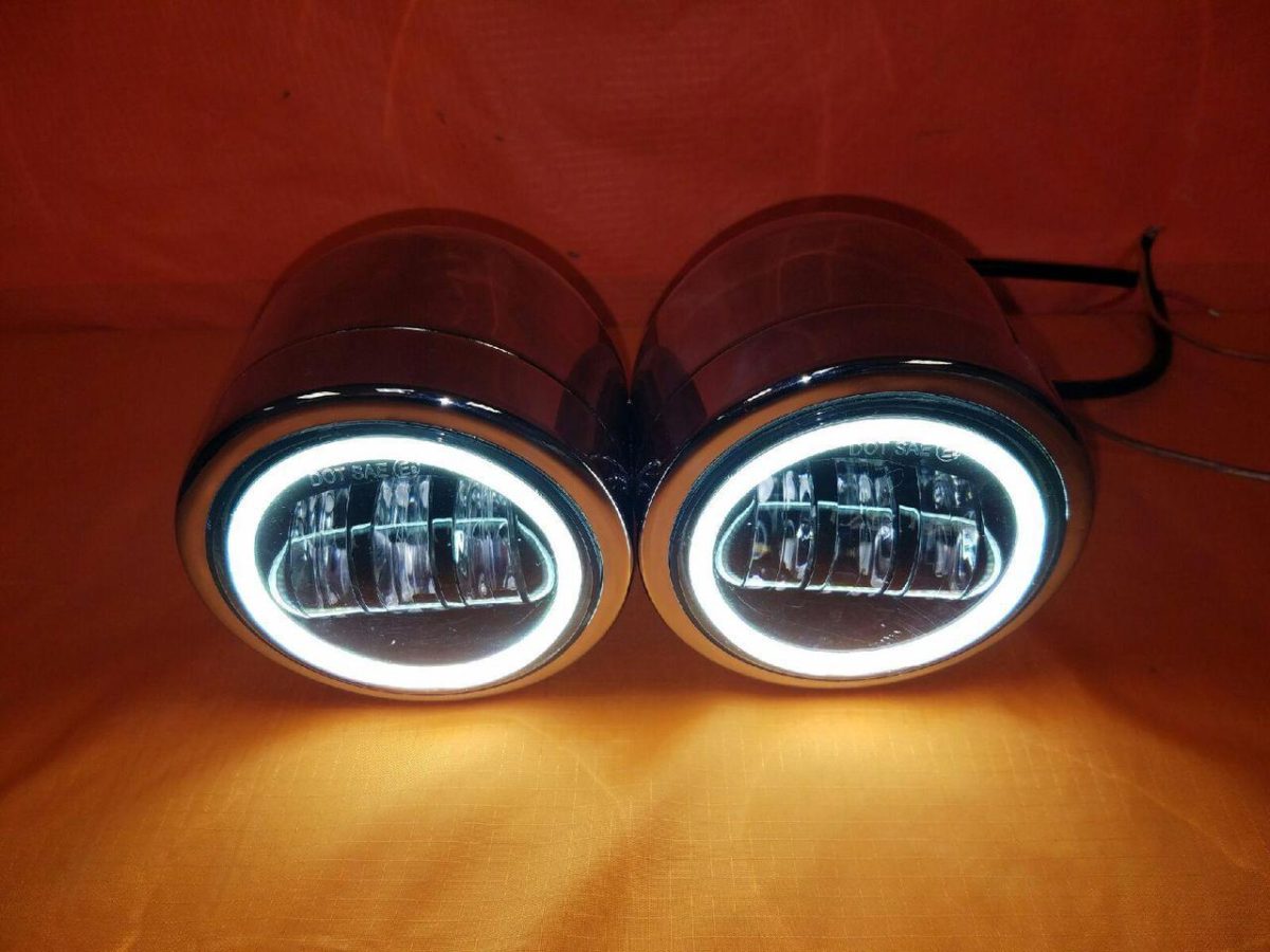 Harley Chrome Dual Twin DAYMAKER Headlights with Bracket Light Bar for ...