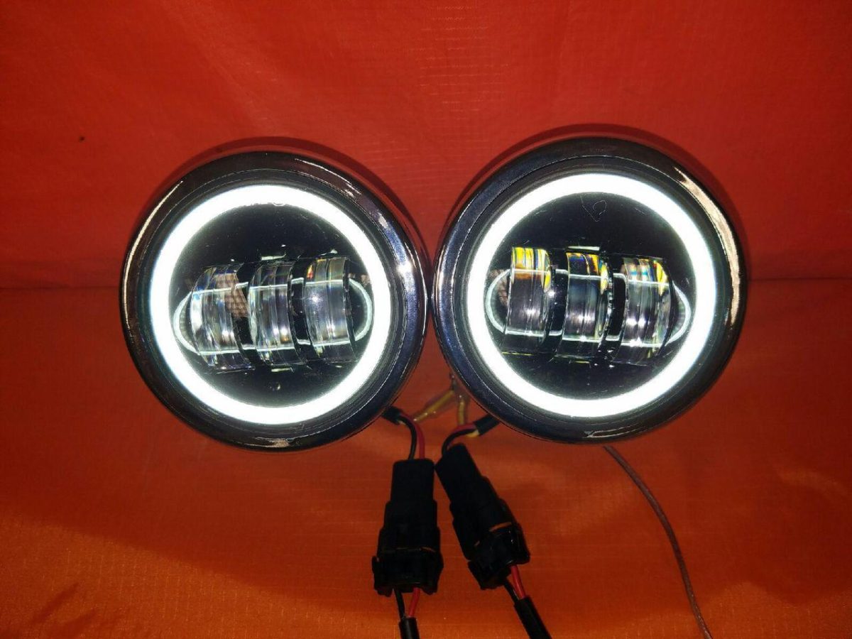 Harley Chrome Dual Twin DAYMAKER Headlights with Bracket Light Bar for ...