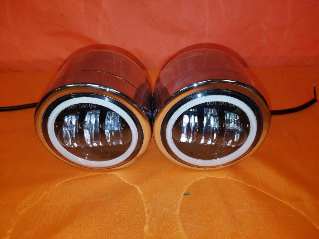 Harley Chrome Dual Twin DAYMAKER Headlights with Bracket Light Bar for ...