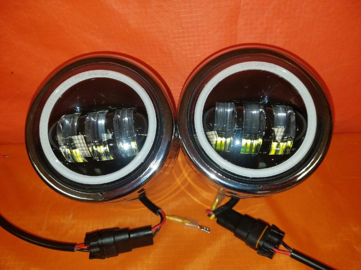 Harley Chrome Dual Twin DAYMAKER Headlights with Bracket Light Bar for ...